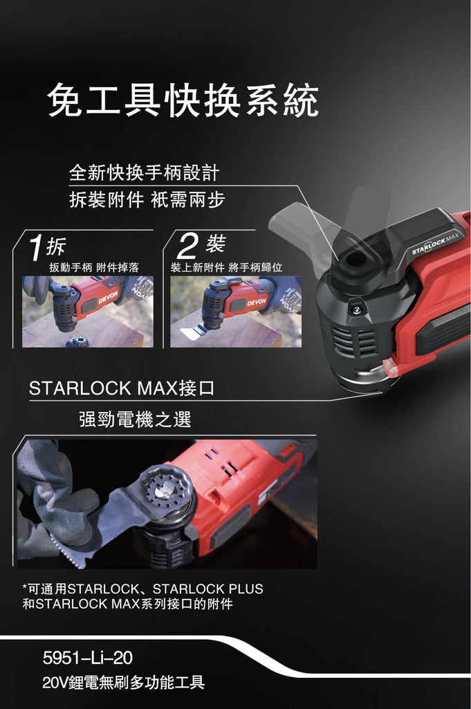 大有DEVON 多功能工具(萬應寶)(鋰20V)(無刷) 5951-LI-20 – DEVON大有官方旗艦店